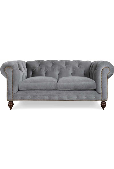 Hanel Mobilya Soho Chesterfield Chester Koltuk Gri Kadife Kumaş Hanel Mobilya Soho Chesterfield Chester Koltuk Gri Kadife Kumaş