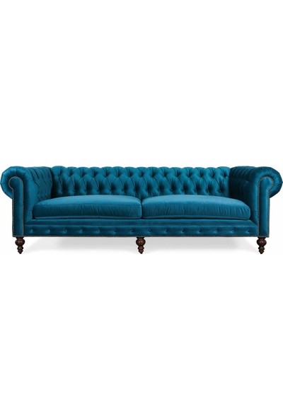 Hanel Mobilya Klasik Chesterfield Chester Kanepe Mavi Kadife Hanel Mobilya Klasik Chesterfield Chester Kanepe Mavi Kadife