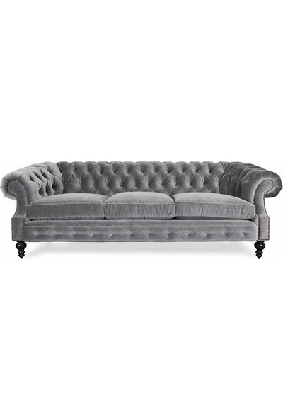 Hanel Mobilya Bitmore Chesterfield Chester Kanepe Gri Kadife Kumaş Hanel Mobilya Bitmore Chesterfield Chester Kanepe Gri Kadife Kumaş