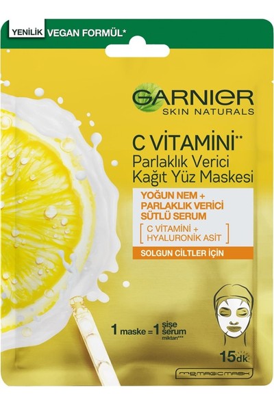 Garnier Skın Naturals Parlaklık Verici Kağıt Yüz Maskesi C Vitamini
