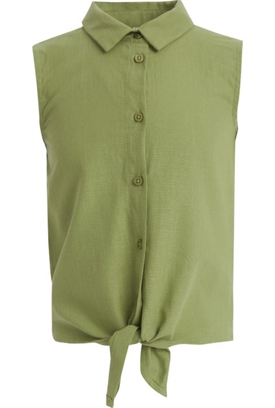 DeFacto Kız Çocuk Kolsuz Bağlama Detaylı Gömlek T4057A621SM