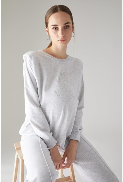 Defacto Hamile Slogan Baskılı Vatka Omuzlu Sweatshirt U5052AZ21SP