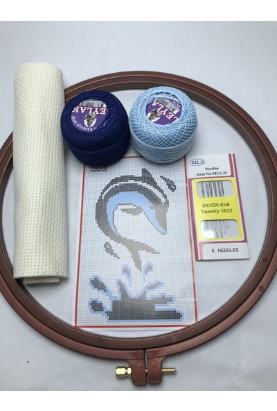 Leylak Etamin Işleme Seti Nakış Kiti +Kasnak+Ip+Iğne+Desen Leylak Etamin Işleme Seti Nakış Kiti +Kasnak+Ip+Iğne+Desen