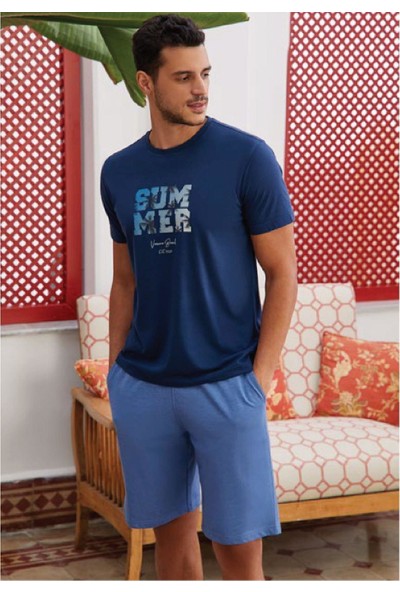Eros Erkek ESE28080 Baskılı O Yaka Altı 2 Ip Şort Takım 21Y