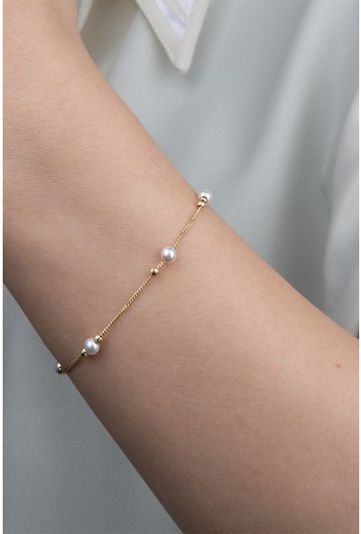 Milades Altın Inci Bileklik