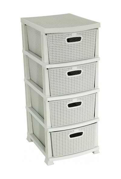 Sağlam Plastik Örgü 4 Çekmeceli Plastik Sebzelik Komidin