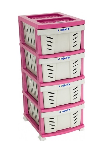 Sağlam Plastik Elegant Delikli 4 Çekmeceli Sebzelik Komidin Sağlam Plastik Elegant Delikli 4 Çekmeceli Sebzelik Komidin