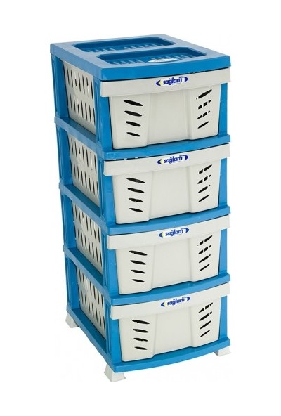 Sağlam Plastik Elegant Delikli 4 Çekmeceli Sebzelik Komidin Sağlam Plastik Elegant Delikli 4 Çekmeceli Sebzelik Komidin