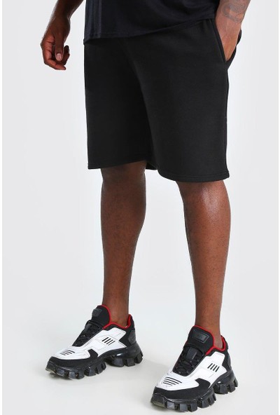 Soufeel Büyük Beden Siyah Yandan Cepli Sweat Şort