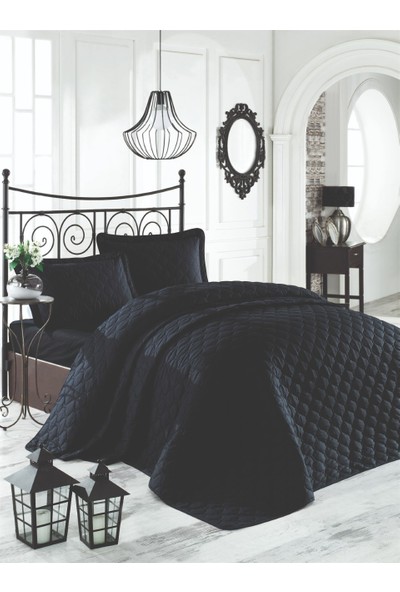 Clasy V10 Siyah Ranforce Çift Kişilik Yatak Örtüsü Seti