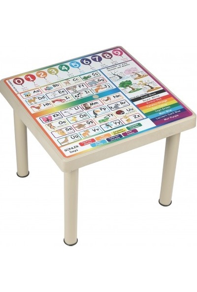 Sağlam Plastik Mandella Rubi Çocuk Masası Türkçe Desenli