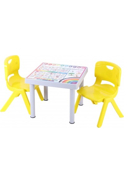 Sağlam Plastik Mandella Rubi Ingilizce Desenli Çocuk Masası 2 Adet Nova Orta Çocuk Koltuk Sağlam Plastik Mandella Rubi Ingilizce Desenli Çocuk Masası 2 Adet Nova Orta Çocuk Koltuk