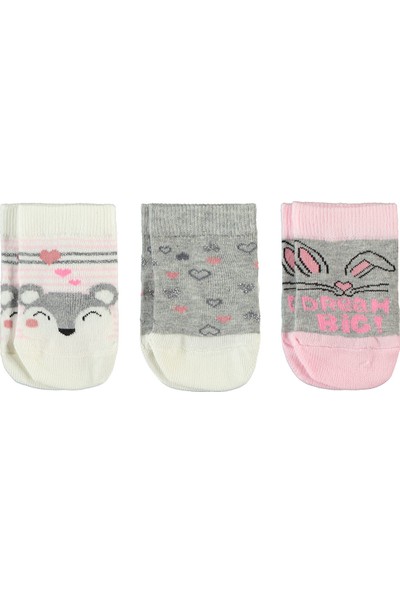 Civil Baby Kız Bebek 3'lü Çorap Set 0-24 Ay Ekru