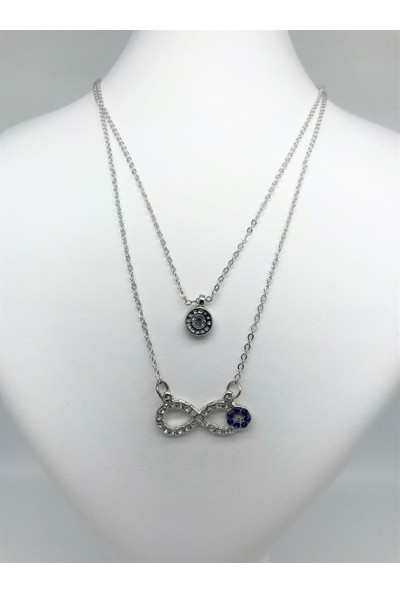 Zincirs Zirkon Roma Çift Zincirli Sonsuzluk Çiçek Kolye