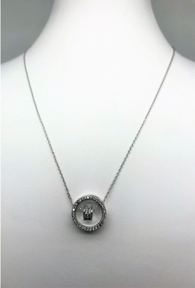 Zincirs Zirkon Taşlı Silindir Kolye