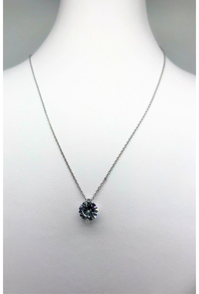 Zincirs Zirkon Tek Taş Kolye