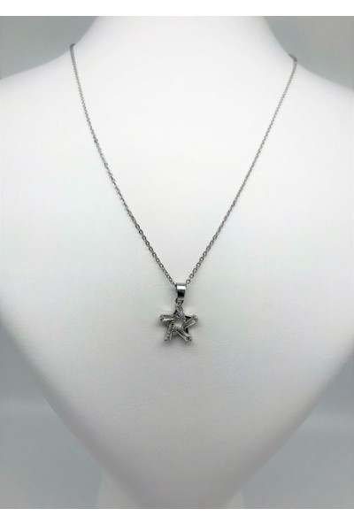 Zincirs Zirkon Taşlı Yıldız Kolye