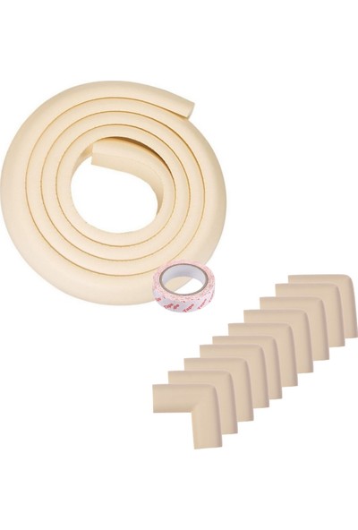 Buffer 10'lu Köşe Koruyucu Yastık ve 2 Metre Koruyucu Sarmal Krem Şerit Koruma Buffer 10'lu Köşe Koruyucu Yastık ve 2 Metre Koruyucu Sarmal Krem Şerit Koruma
