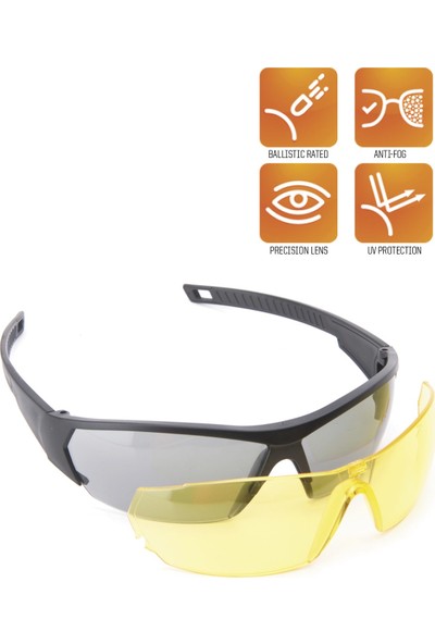 Yds Sport Zen Balistik Gözlük - Çift Lens -Siyah-Sarı (Uv Filtreli, Buğulanma Ve Çizilmeye Karşı Dayanıklı Çift Lensli Balistik Gözlük)