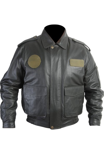 Yds Deri Pilot Montu -Siyah Oksit (Hakiki Deri Profesyonel Pilot Montu)