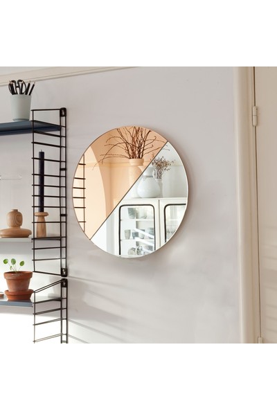 Tino Mobilya 60 cm Yuvarlak Dekoratif Bronz-Beyaz Ayna Dresuar Aynası Tino Mobilya 60 cm Yuvarlak Dekoratif Bronz-Beyaz Ayna Dresuar Aynası