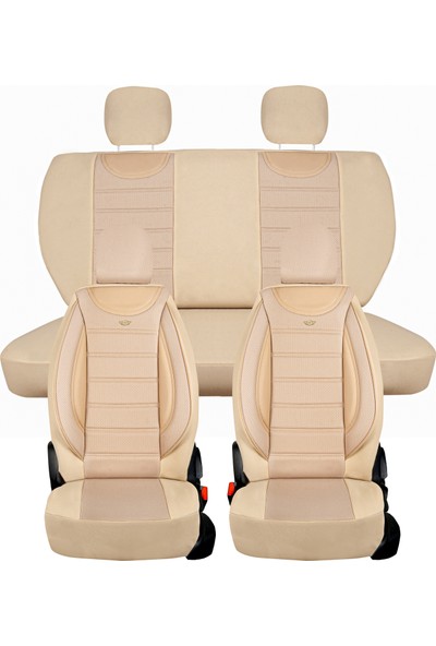 Stiloto Oto Koltuk Kılıfı Avangart Serisi Lux Jakar Kumaş 5'li Set Bej