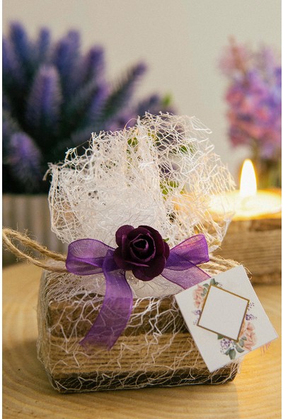 Ak Ahşap 50 Adet Çiçekli Ahşap Mumluk Nikah Şekeri Bebek Şekeri