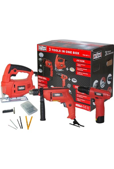 Attlas Eco-3 Set (500W Darbeli MATKAP+400W DEKUPAJ+12V Lı-Ion Akülü Matk... Attlas Eco-3 Set (500W Darbeli MATKAP+400W DEKUPAJ+12V Lı-Ion Akülü Matk...