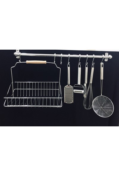 Sas Krom Ferforje Askılı Sepet Baharatlık Sepeti, Kancalı Duvar Rayı Sas Krom Ferforje Askılı Sepet Baharatlık Sepeti, Kancalı Duvar Rayı