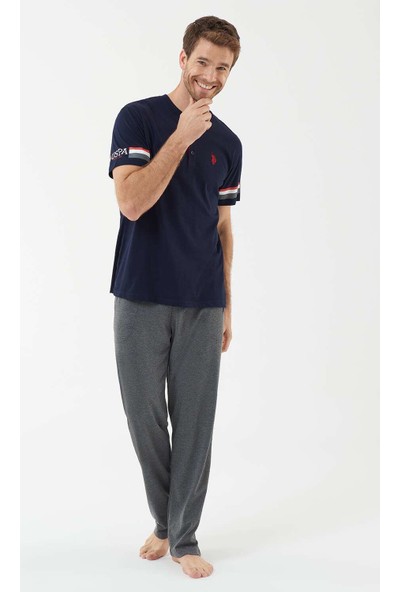 U.s. Polo Assn. Erkek Lacivert Patlı Pijama Takım