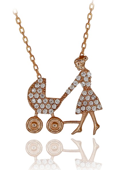 Takı Boom Beyaz Taşlı Bebeğini Gezdiren Anne Bebek Gümüş Kolye Takı Boom Beyaz Taşlı Bebeğini Gezdiren Anne Bebek Gümüş Kolye