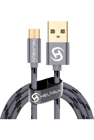 Helixsun 3.0A Micro USB Hızlı Şarj Kablosu Android 1 Metre - Füme Helixsun 3.0A Micro USB Hızlı Şarj Kablosu Android 1 Metre - Füme