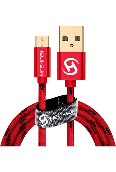Helixsun 3.0A Micro USB Hızlı Data ve Şarj Kablosu Android -1 Metre - Kırmızı Helixsun 3.0A Micro USB Hızlı Data ve Şarj Kablosu Android -1 Metre - Kırmızı