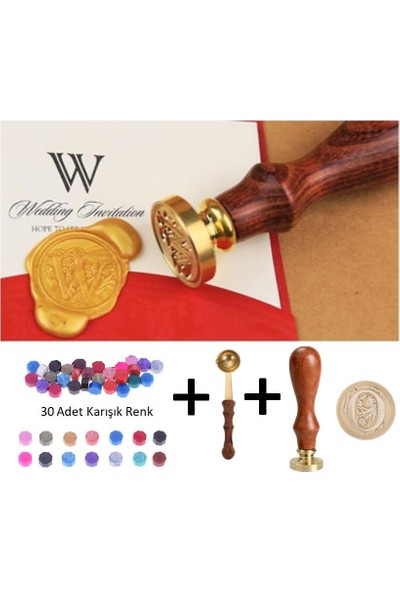 Profisher Retro Mektup Mühürü Damga O Harfi + 30 Adet Mühür Mumu + Eritme Kaşığı Profisher Retro Mektup Mühürü Damga O Harfi + 30 Adet Mühür Mumu + Eritme Kaşığı