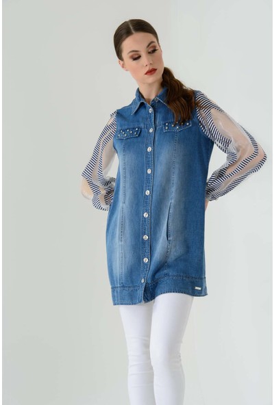 Miaruj Kolları Organze Kot Tunik