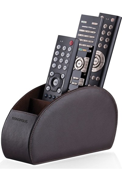 Sonorous 5 Gözlü Deri Kumandalık Standı - Kahverengi