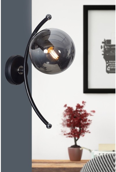 Luzarana Nora Siyah Krom Metal Gövde Füme Camlı Tasarım Aplik Luzarana Nora Siyah Krom Metal Gövde Füme Camlı Tasarım Aplik