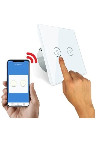 Afark AS-872EU Dokunmatik Ikili -Çiftli Wi-Fi Akıllı Duvar Anahtarı