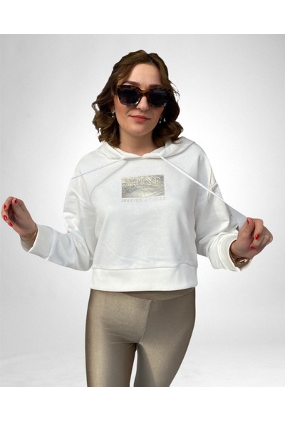 Key Moda Kadın Oversize Varak Baskılı Sweat