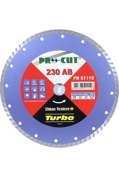 Procut Pro-Cut PR-51115 230AB Turbo Kanallı Elmas Testere 230 mm Procut Pro-Cut PR-51115 230AB Turbo Kanallı Elmas Testere 230 mm