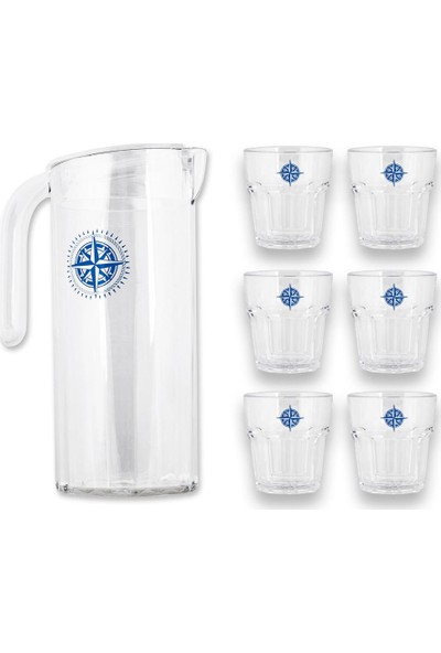 AND OUTDOOR Andtableware Marine Sürahi + 6 Small Bardak Set