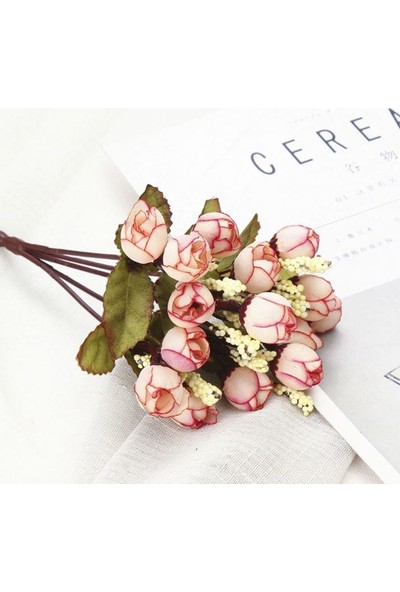 Nettenevime Yapay Çiçek Pembe Açık Fındık Gül Mini Gül Tomurcukları 15'li