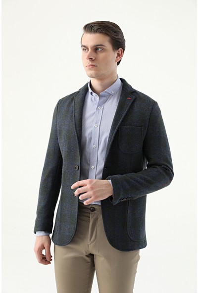 Tween Slim Fit Yeşil Kumaş Ceket