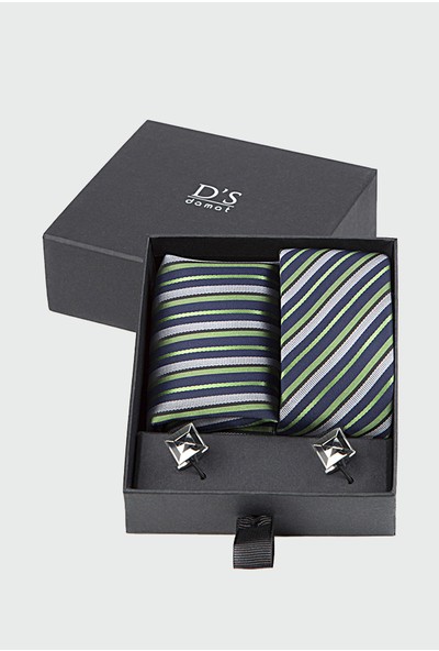 D'S Damat Standart Kravat Mendil Kol Düğmesi Kravat-mendil Set