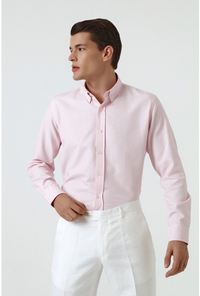 D's Damat Slim Fit Pembe Armürlü Gömlek D's Damat Slim Fit Pembe Armürlü Gömlek