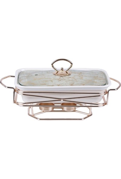 Acar Stoneware Rozelly Metal Standlı Dikdörtgen Fırın Kabı - 25.4 cm. Acar Stoneware Rozelly Metal Standlı Dikdörtgen Fırın Kabı - 25.4 cm.