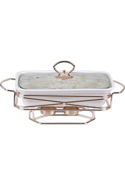 Acar Stoneware Rezally Metal Standlı Dikdörtgen Fırın Kabı - 34.3 cm. Acar Stoneware Rezally Metal Standlı Dikdörtgen Fırın Kabı - 34.3 cm.