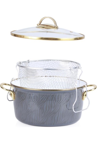 Acar Qualita Hüma Cam Kapaklı Emaye Kızartma Tencere - Gri - 22 cm. Acar Qualita Hüma Cam Kapaklı Emaye Kızartma Tencere - Gri - 22 cm.