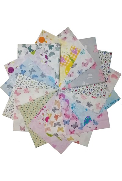 Kırkyama Patchwork Home 25 x 25 cm 15 Parça Pamuklu Parça Kumaş Kırkyama Patchwork 40YAMA Elişi Hobi - Kelebekler Serisi Kırkyama Patchwork Home 25 x 25 cm 15 Parça Pamuklu Parça Kumaş Kırkyama Patchwork 40YAMA Elişi Hobi - Kelebekler Serisi