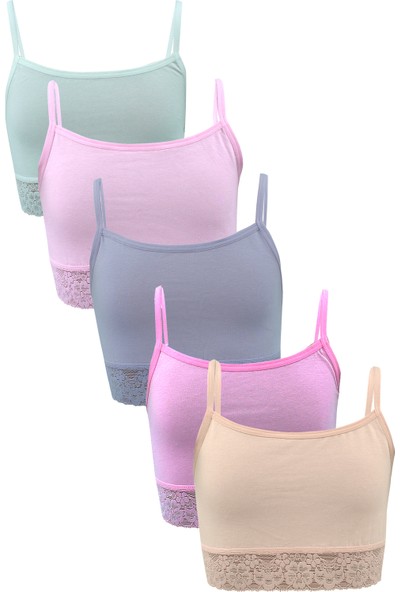 Biyokids Kız Çocuk Ip Askılı Eteği Dantelli 5li Sporcu Bustiyer Biyokids Kız Çocuk Ip Askılı Eteği Dantelli 5li Sporcu Bustiyer